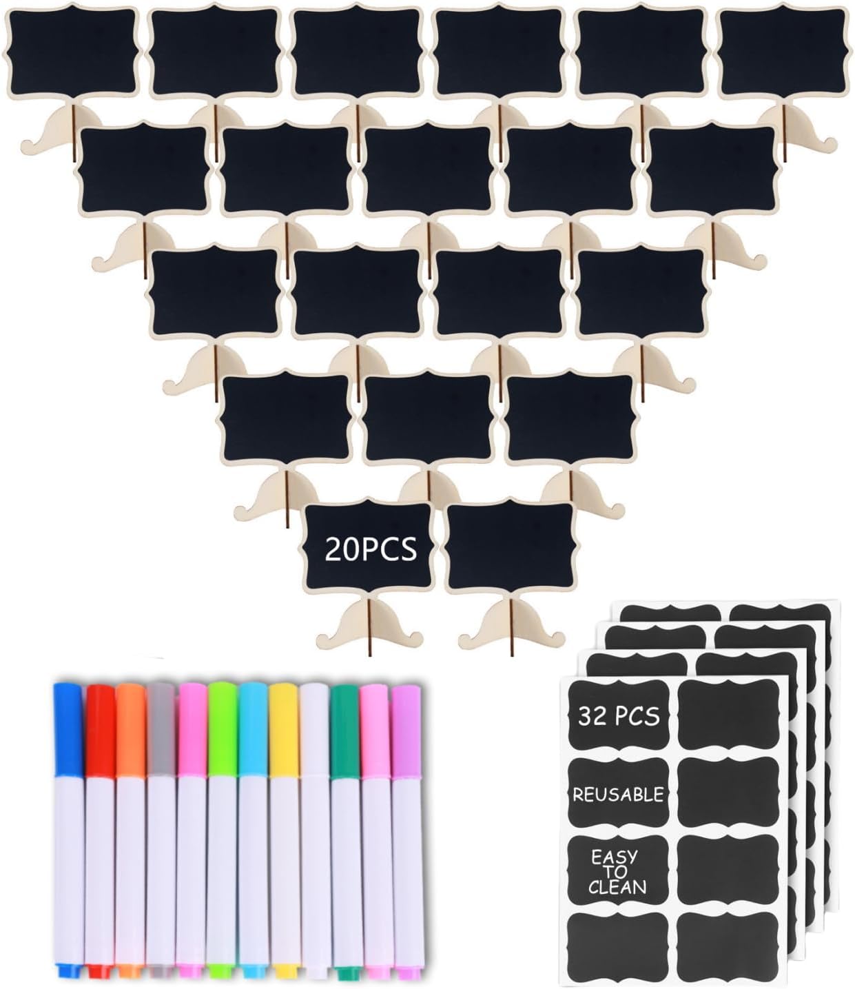20 Pcs Food Chalkboard Chalk Labels Mini Chalkboard Signs with Stand ...