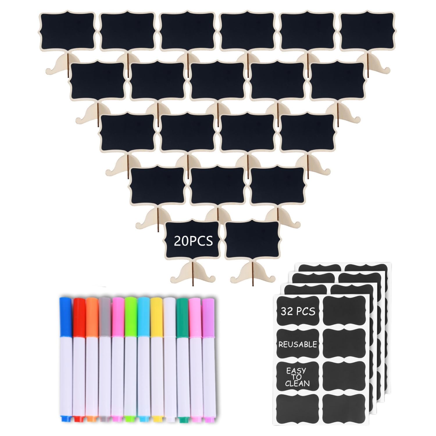 20 Pcs Food Chalkboard Chalk Labels Mini Chalkboard Signs with Stand ...