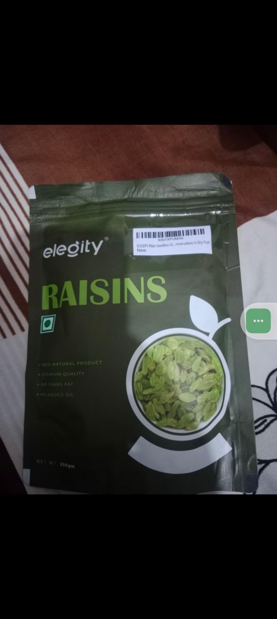 Elegity Plain Seedless Green Raisins Pouch 250 gm | 100% Natural Dried ...