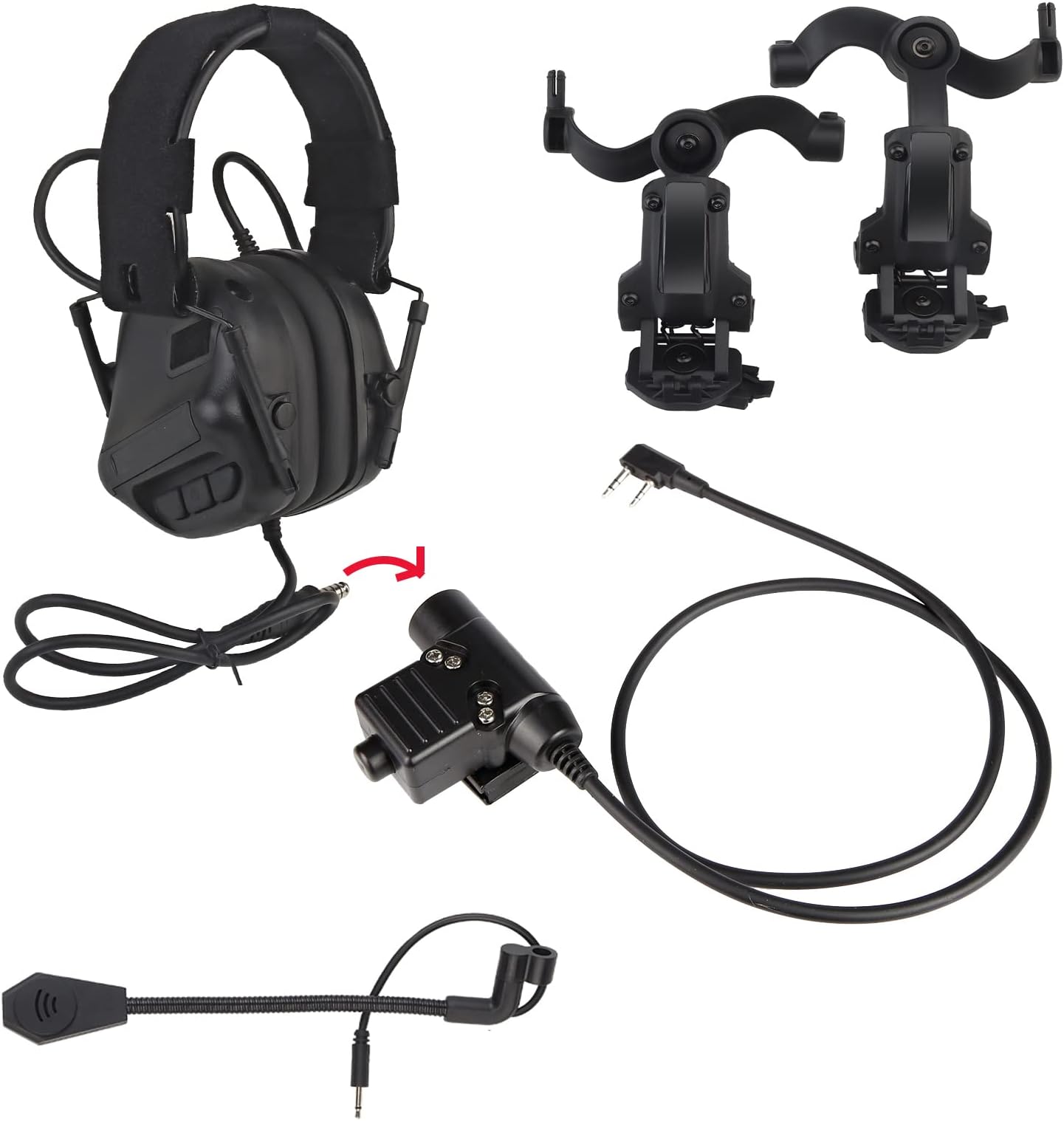 Amazon.com: Hdlsina Helmet-Type Tactical Headset + with U94 PTT 2pin ...