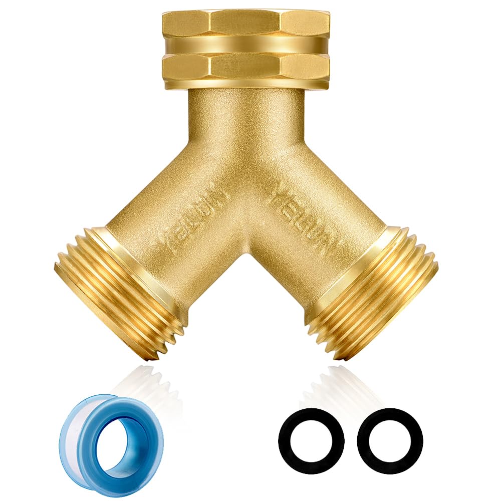 Amazon.com: YELUN Garden Hose Splitter,2 Way Connector Heavy Duty Brass ...