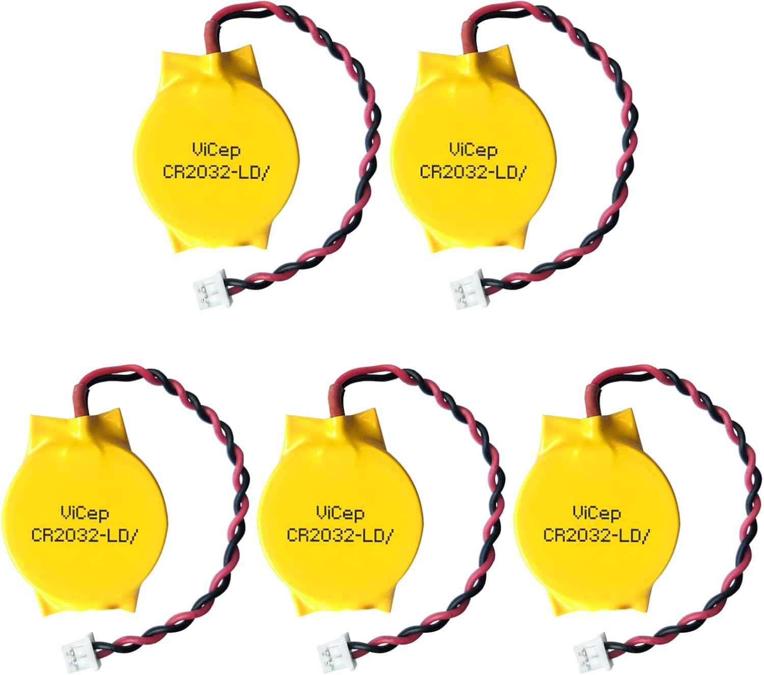 ViCep 5-Pack CR2032 CMOS Battery 3V Motherboard BIOS Batteries with 2 ...