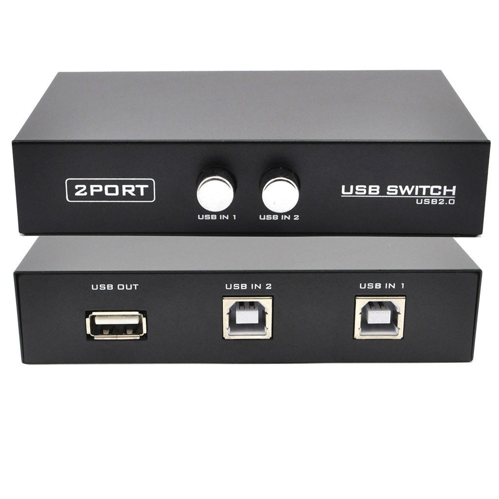 SPIN CART Printer Sharing 2 Port USB 2.0 Switch Box, 2 Computer to 1 ...