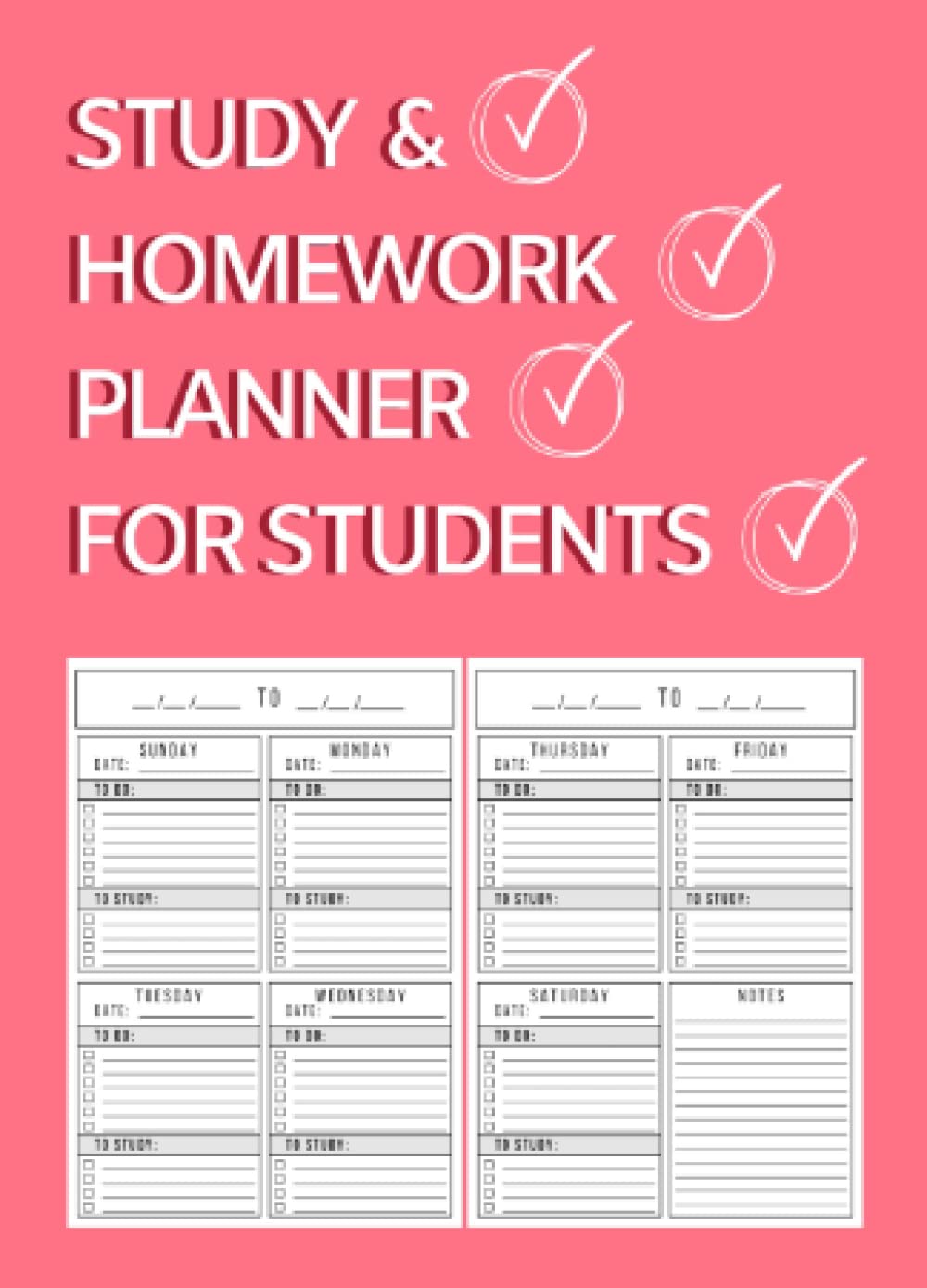 Amazon.com: Study & Homework Planner for Students: Cute Undated Daily ...