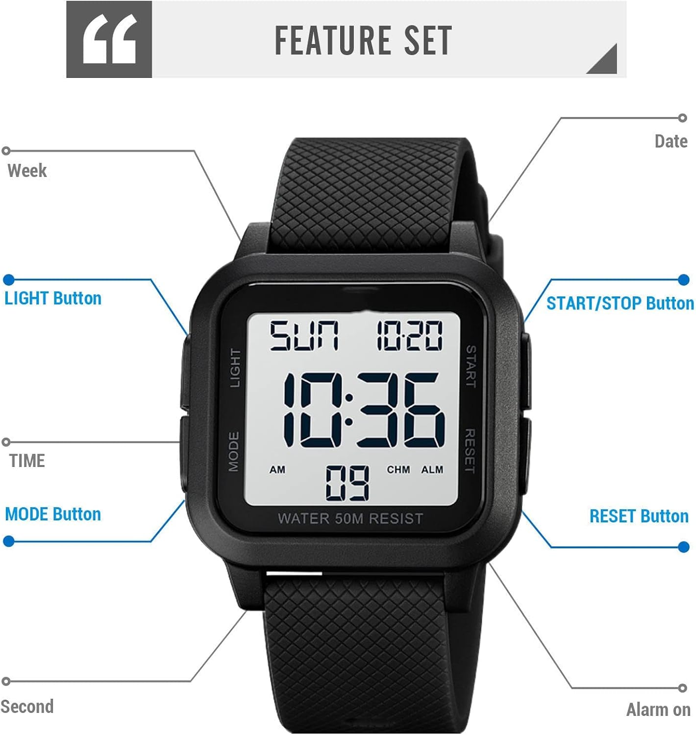 Forrader Mens Sport Digital Watches, Waterproof Outdoor Sport Watch ...