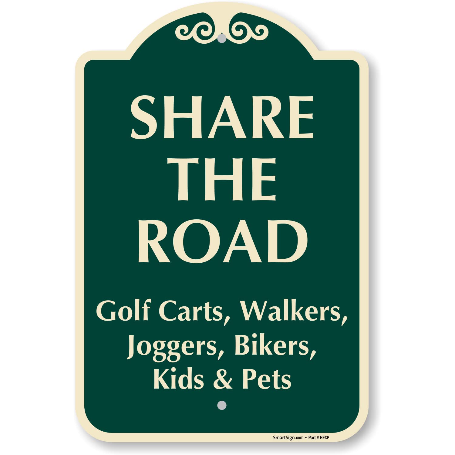 Amazon.com: SmartSign Designer Share The Road Sign- Golf Carts, Walkers ...
