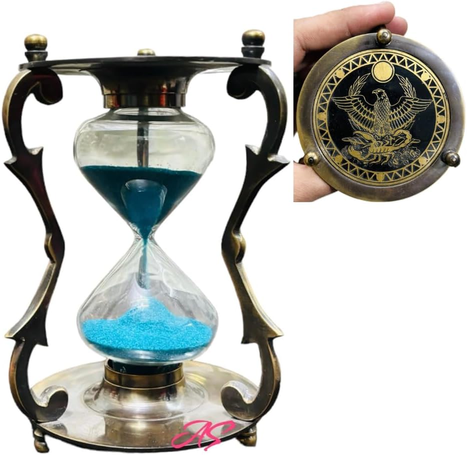 Amazon.com: Antique Medieval Sand Timer with Sparkling Sky Blue - Brass ...