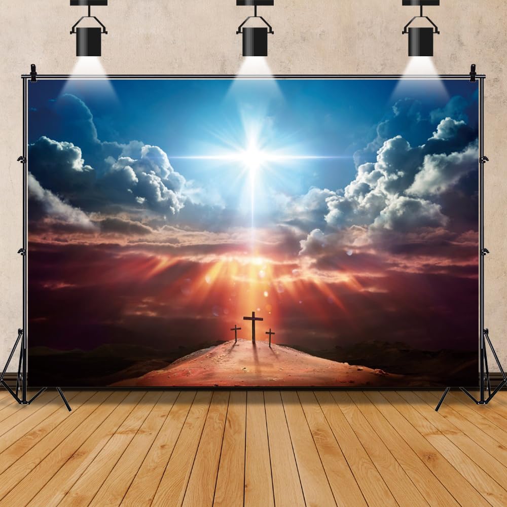Amazon.com : ZARROUEA 7x5ft Jesus Christ Cross Backdrop Three Crosses ...