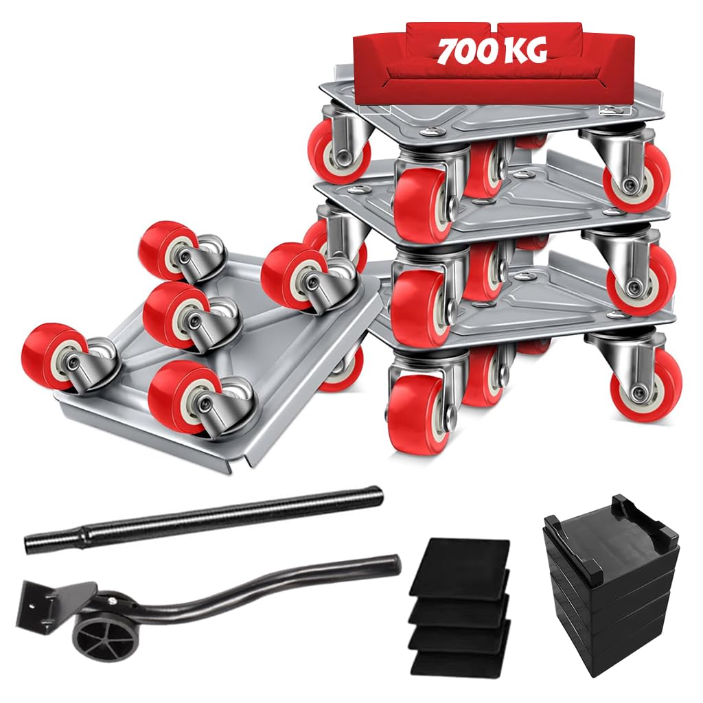 HASTHIP® 5Pcs Furniture Moving Wheel Dolly with 4 Leverage Pads 5-wheel ...