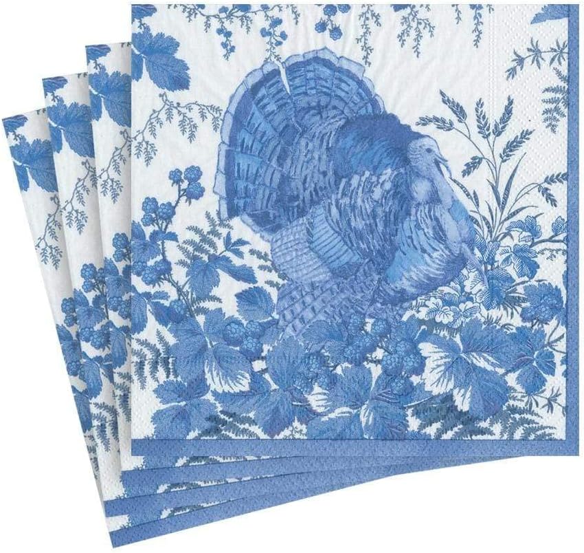 Amazon.com: Caspari Turkey Toile Paper Luncheon Napkins in Blue - 20 ...