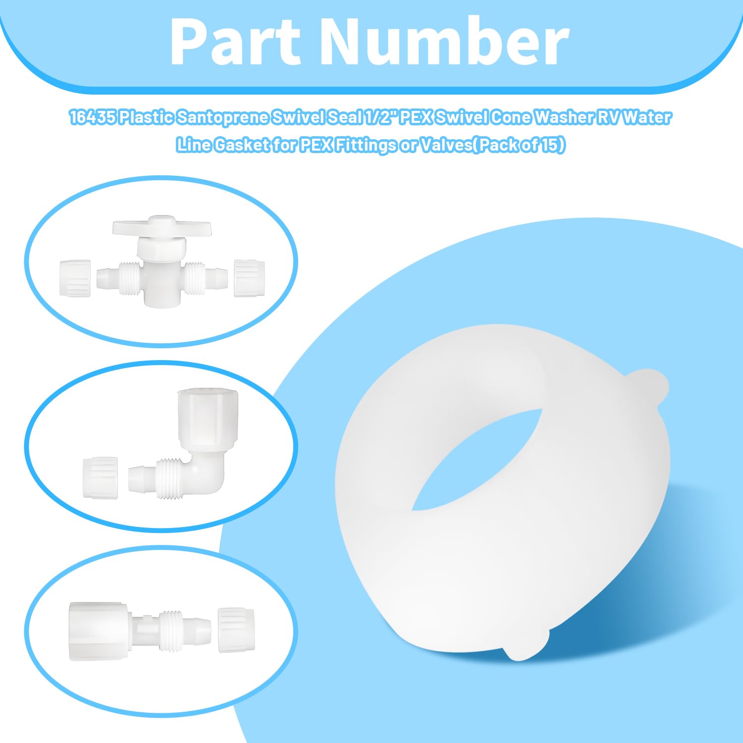 Santoprene Swivel Cone Washers For 1/2" PEX Fittings 16435 RV ...