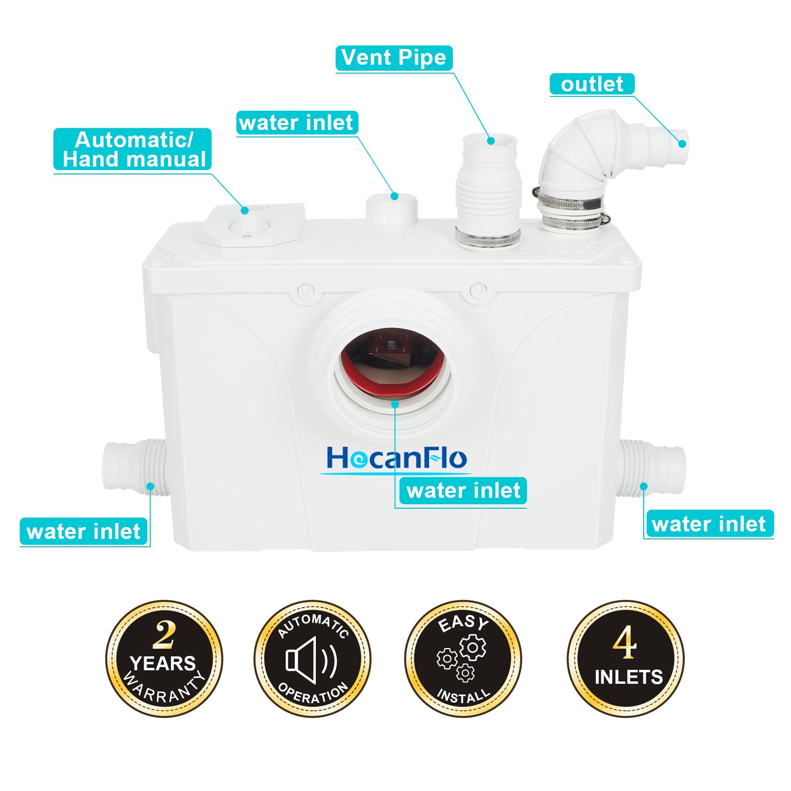3 Inlet Bathroom Pump 500W With Stainless Blades | 3-Inlet Sewage Pump ...
