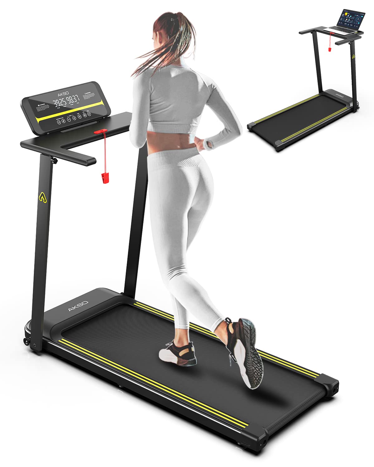 Folding Treadmill Desk Workstation, AKSO Foldable Treadmill 300lb ...