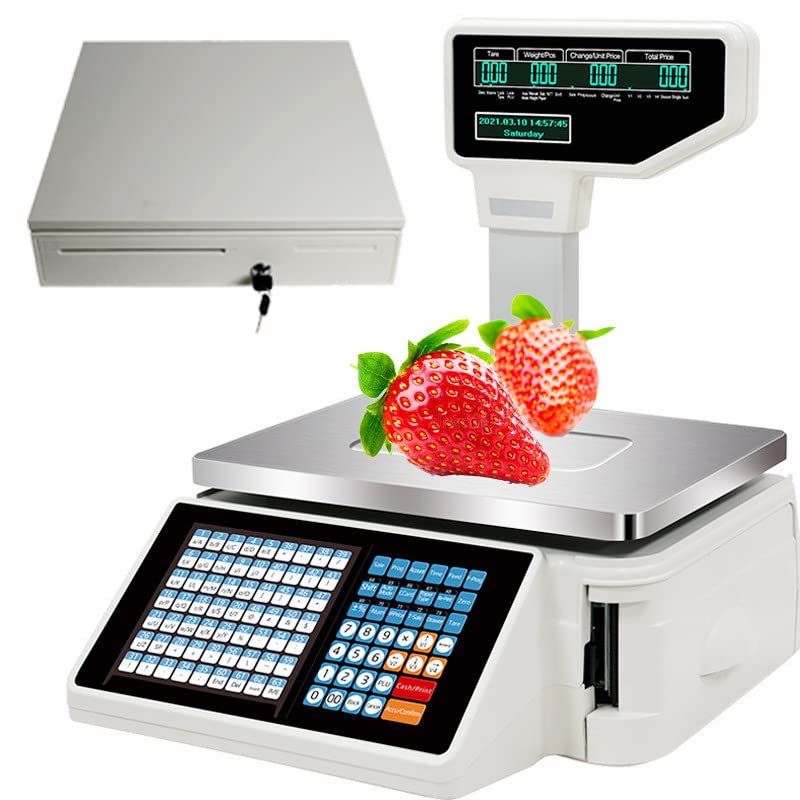 Báscula de impresión de etiquetas de código de barras, pantalla dual ...
