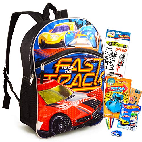 Hot Wheels Backpack for Kids Activity Set Bundle ~ Deluxe 16" - Want It All