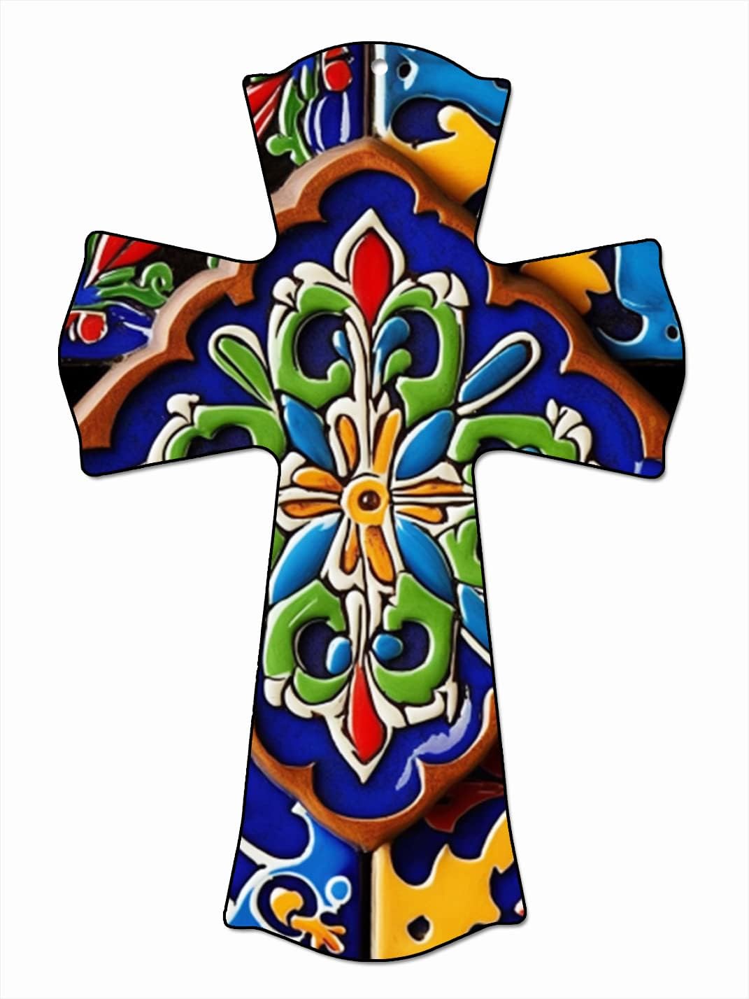 Amazon.com: Floral Cross Wall Decor Hand Painted Decorative ...