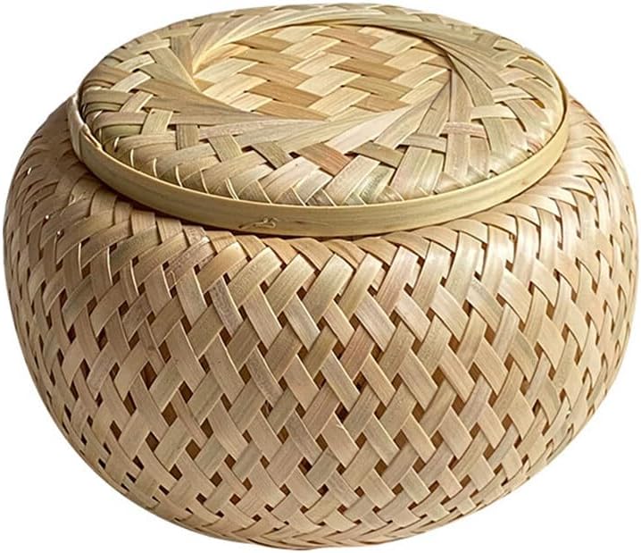 Amazon.com: Round Rattan Box with Lid, Round Woven Basket Handmade ...