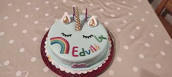 Gold Cake Topper Set Included Horn, Ears and Eyelash : Amazon.co.uk ...