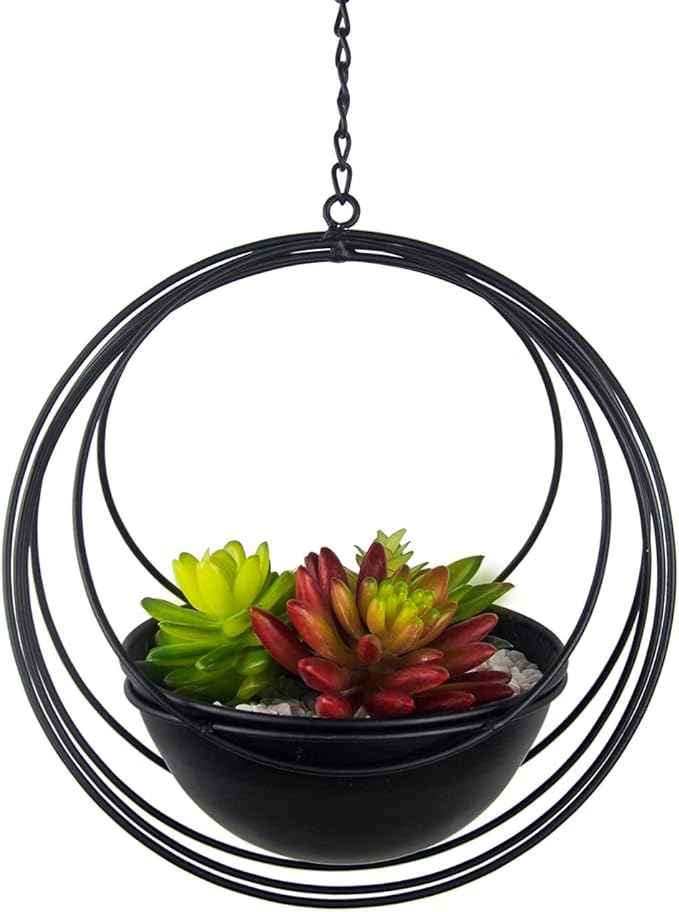 Amazon.com: HemePaha Metal Hanging Planters, Black Round Metal Plant ...