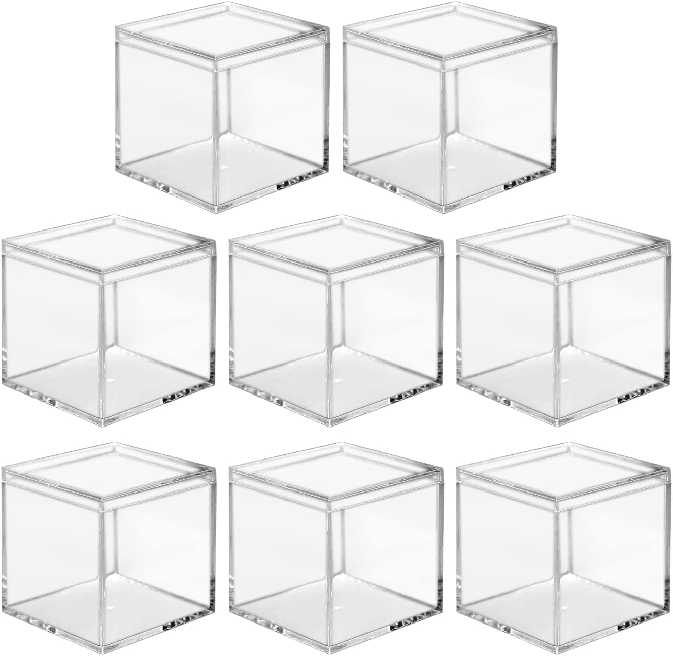 Lomgwumy Acrylic Box with Lid Small, Durable, Pack of 8, with Lid ...