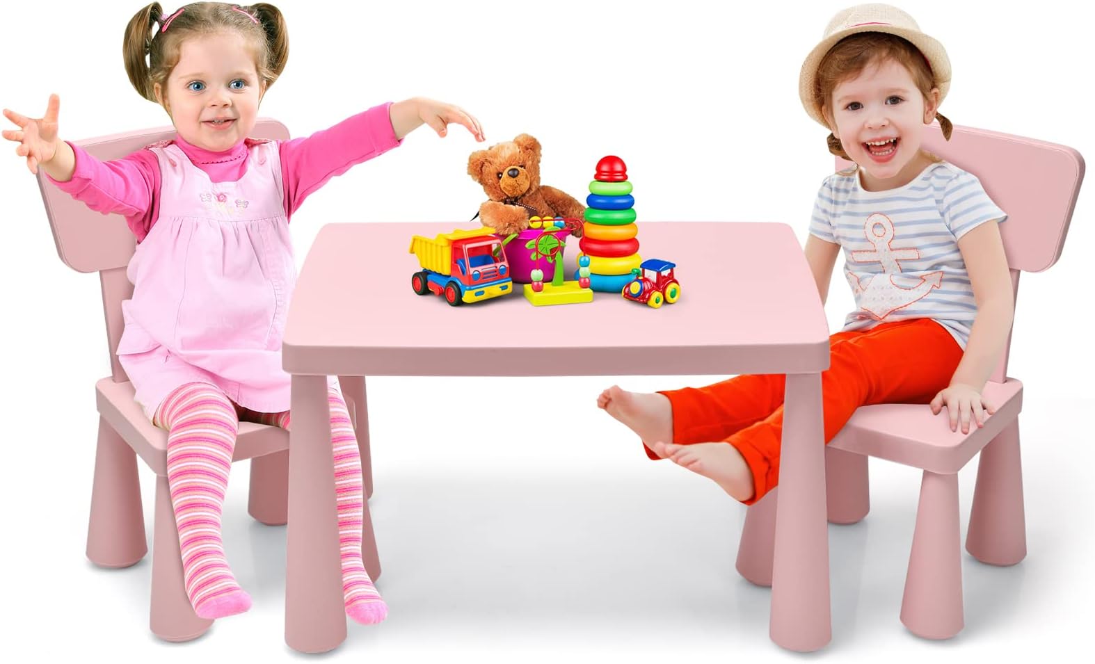 eSituro Kindertisch und 2 Stühle mit Stauraum, 3tlg. Kindersitzgruppe ...