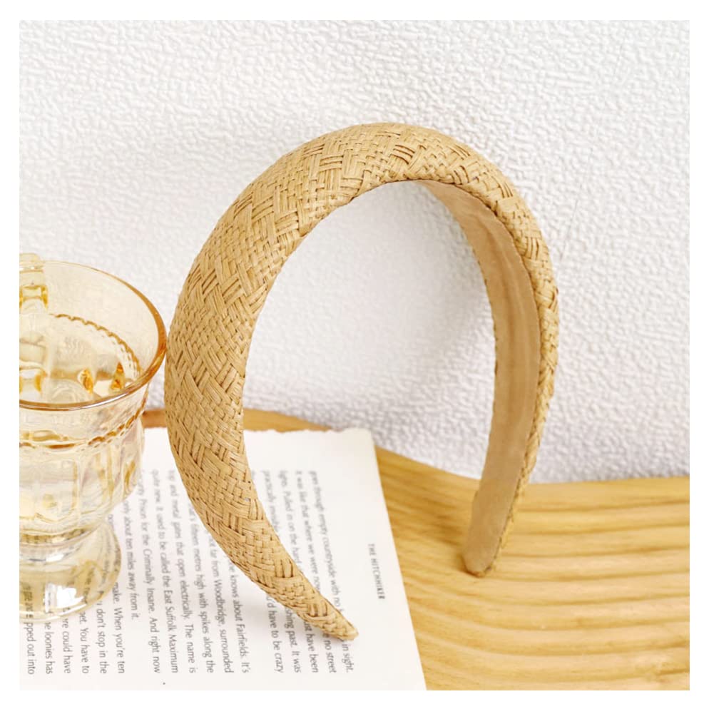 Amazon.com : yaozeio Rattan Padded Puffy Woven Headband - No Slip Wide ...