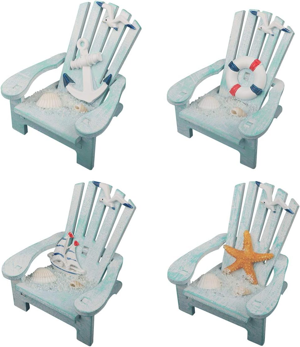 Amazon.com: 4 Pack Wooden Handmade Mini Chair Ornament Beach Decor ...