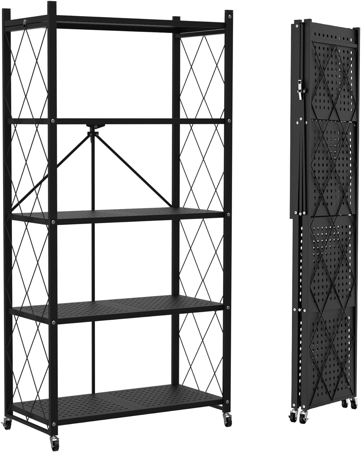 Amazon.com: 5 Tier Foldable Storage Shelves, Expandable Folding ...