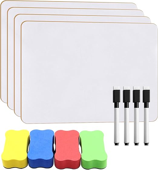 4PCS A4 Whiteboard, Mini Whiteboard Double-Sided White Board with 4 Dry ...