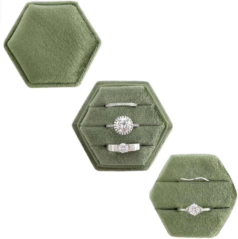 Amazon.com: Beatilog 2 IN 1 Ring Box Velvet Wedding Day, 2 and 3 Slot ...