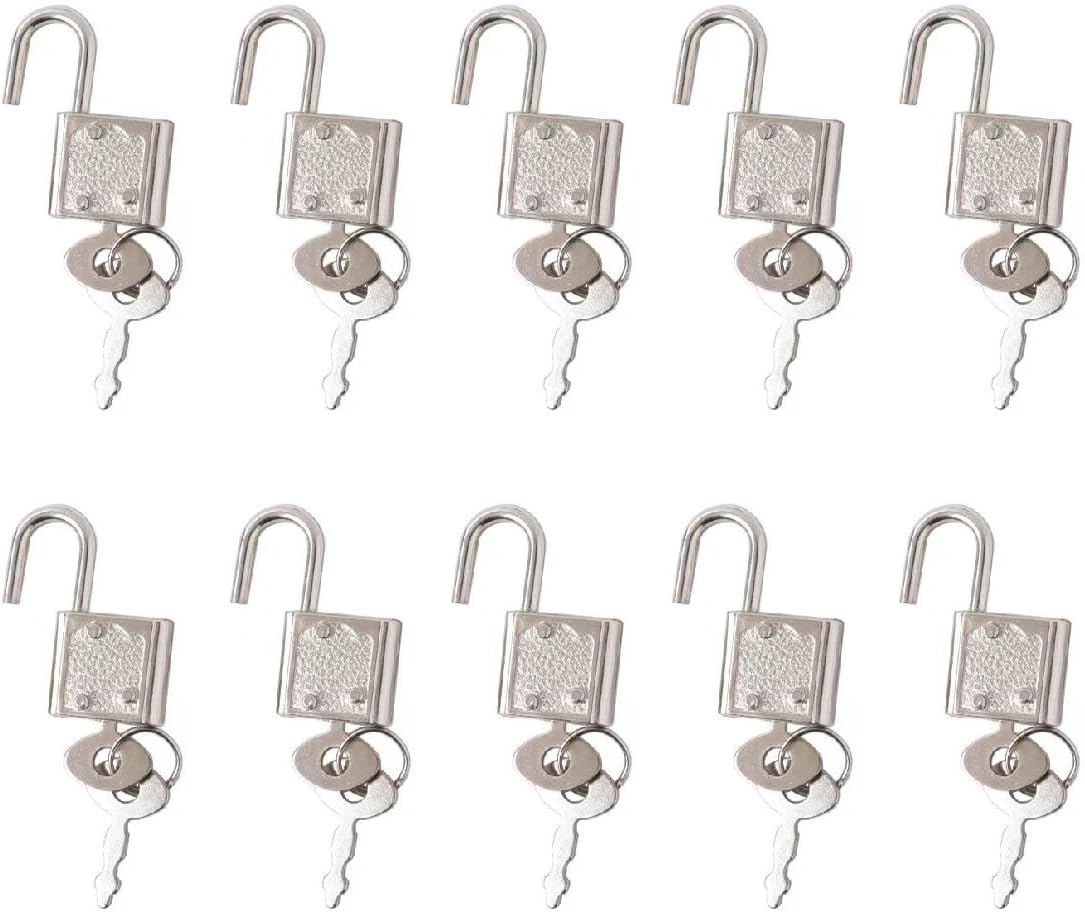 Ripeng 10 Pcs Luggage Locks with Keys Small Padlock Black Mini Locks ...
