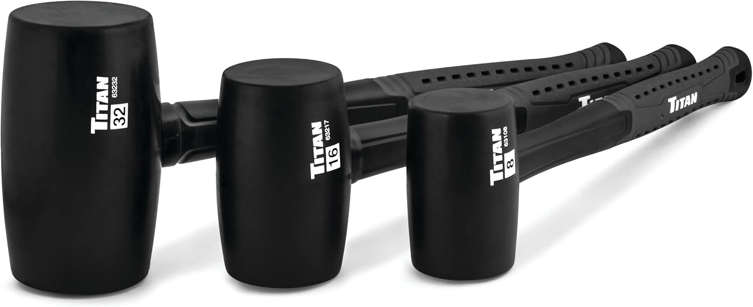 Titan 63131 3-Piece Rubber Mallet Set, Includes 8oz, 16oz, and 32oz ...