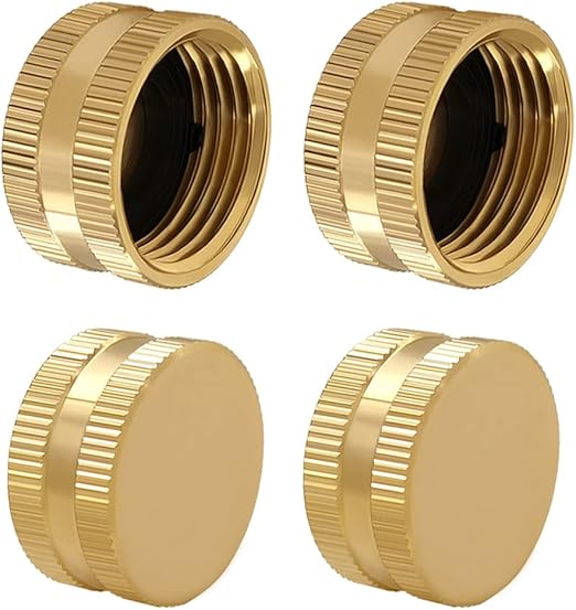 Hooshing 4PCS Brass Garden Hose End Caps 3/4" Female Garden Hose Caps ...