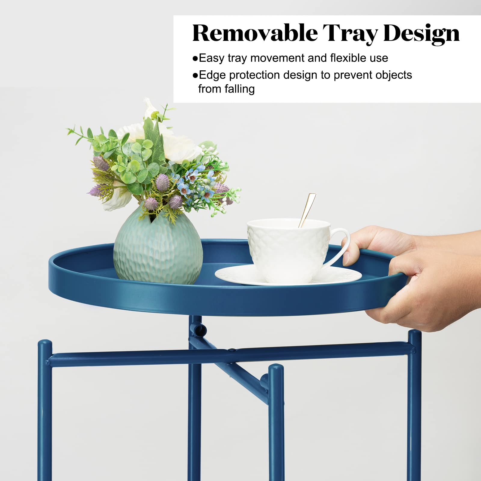 danpinera 2-Tier End Table, Outdoor Side Table Metal Round Side Table ...