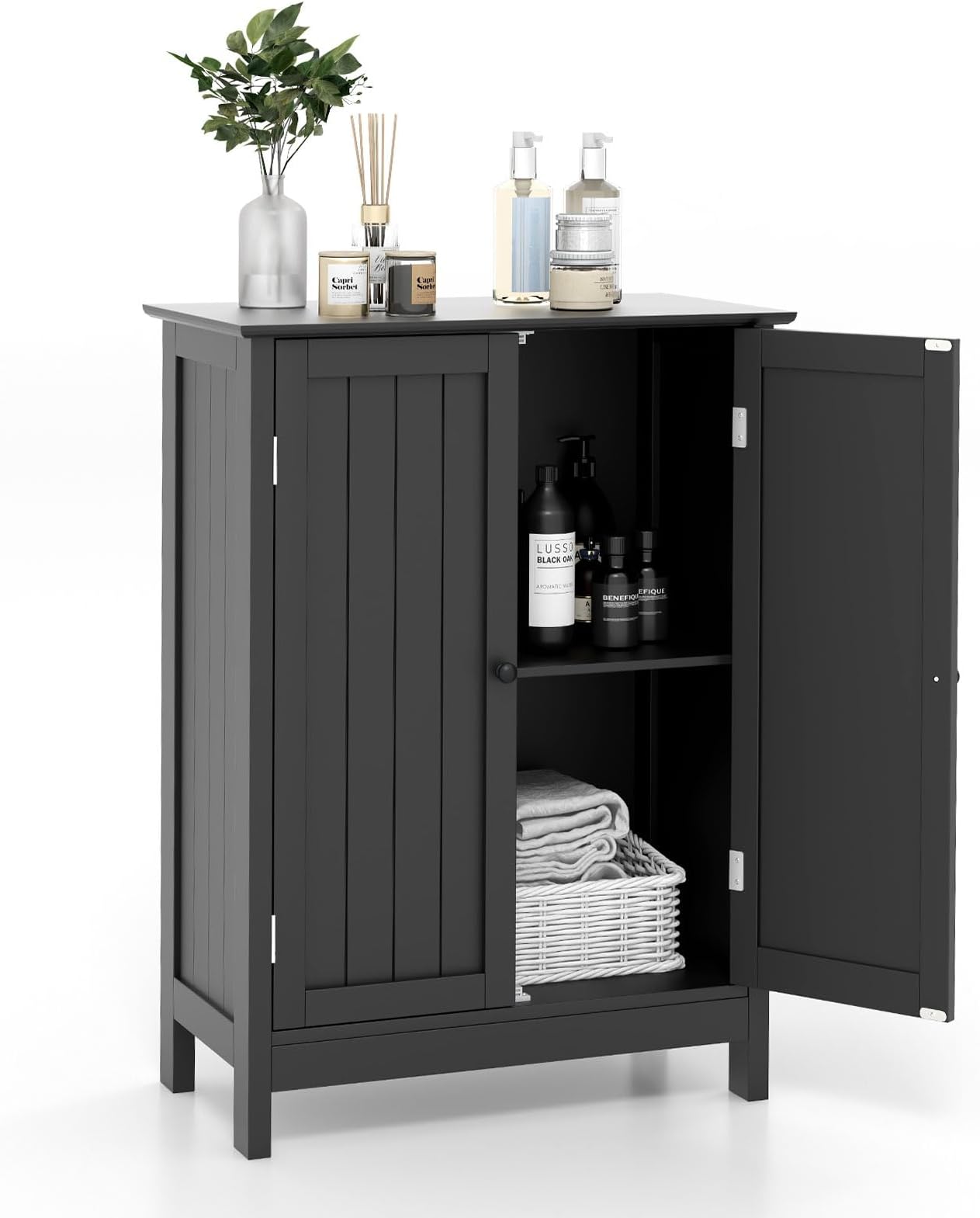Amazon.com: COSTWAY Wooden Corner Cabinet - Corner Storage Organizer ...