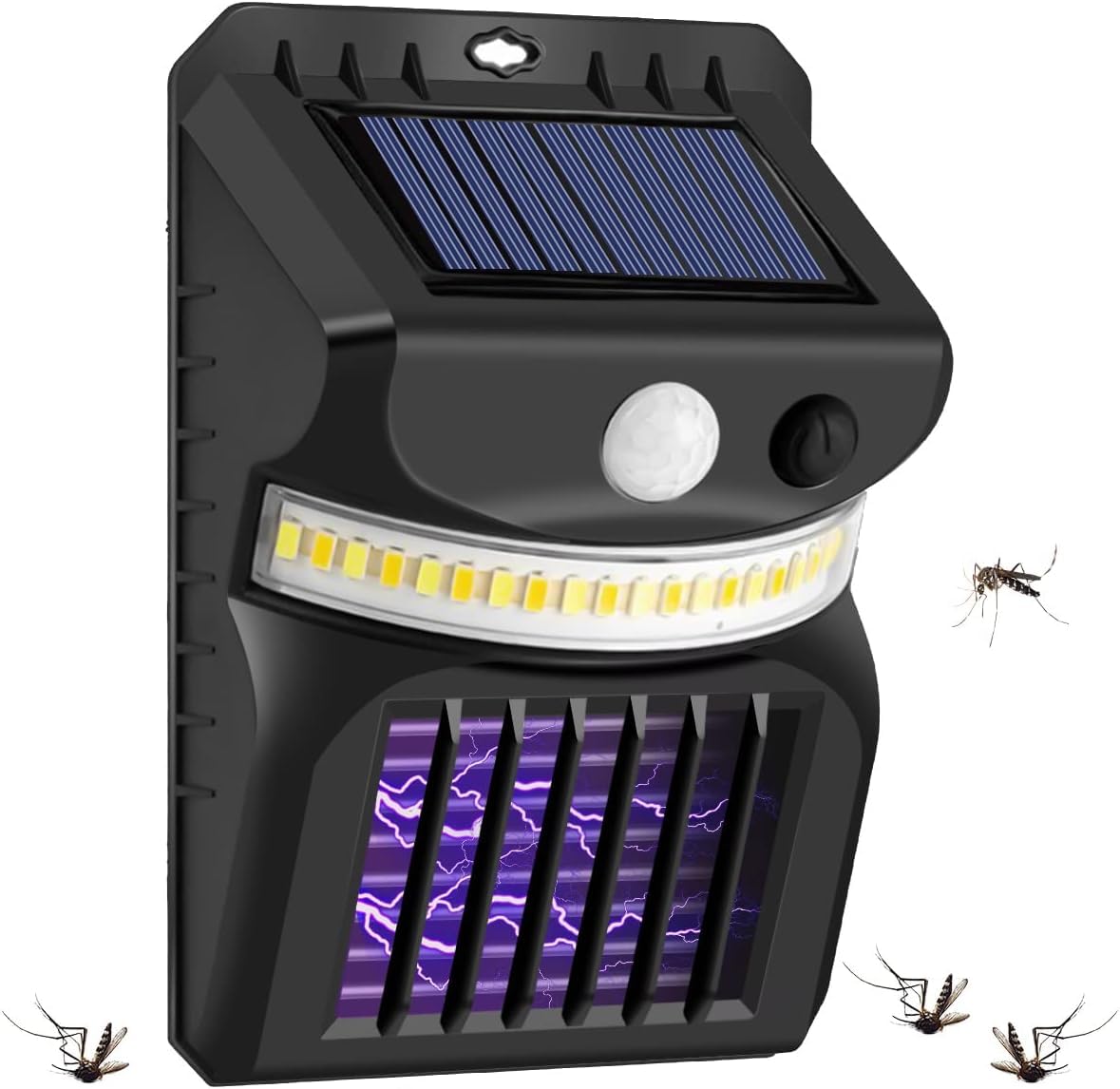 JUVIW Solar Bug Zapper Lamp,LED UV Flying Insects Zapper Wall Lamp ...