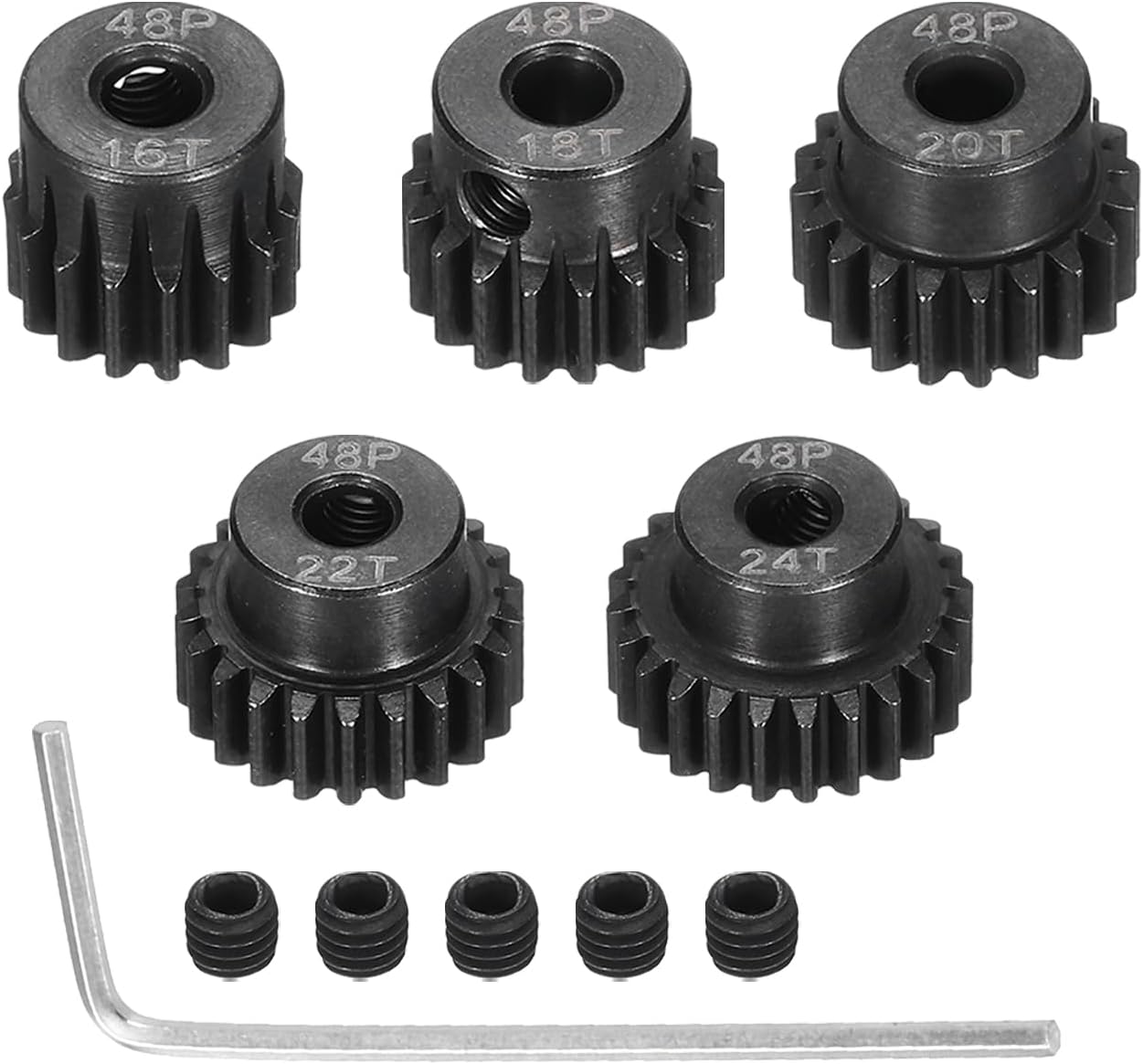 Rebower 48 P Steel Pinion Gear Set 16T 18T 20T 22T 24T for 3.175 mm ...