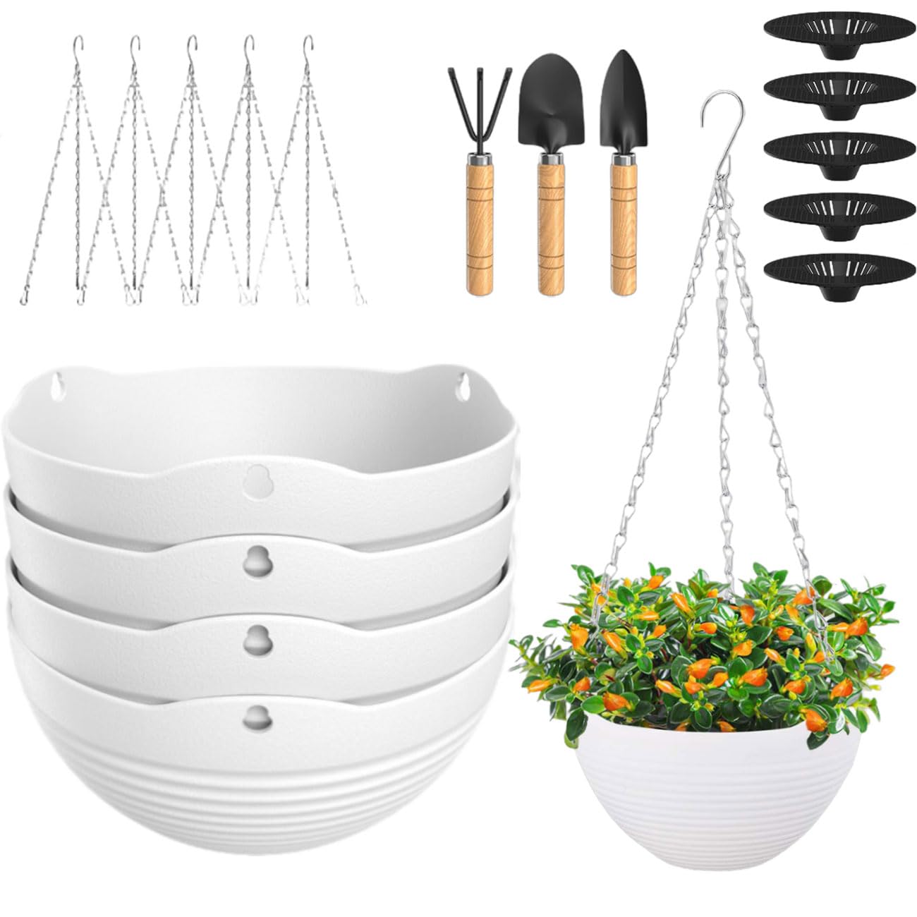 Amazon.com: YURUIHKAO Set of 5 Hanging Planters 8'' Hanging Plant Pots ...