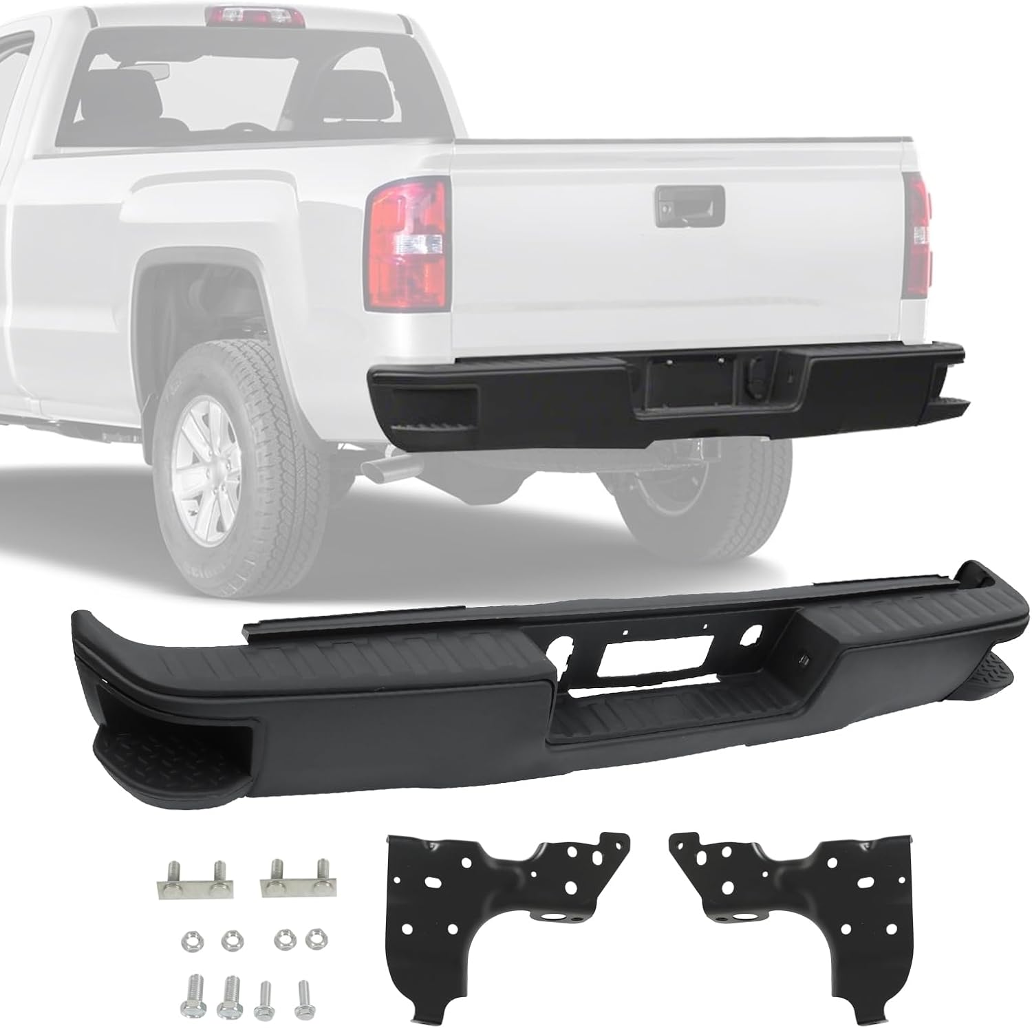 Amazon.com: DICMIC Rear Step Bumper Assembly w/o Parking Aid Sensor ...