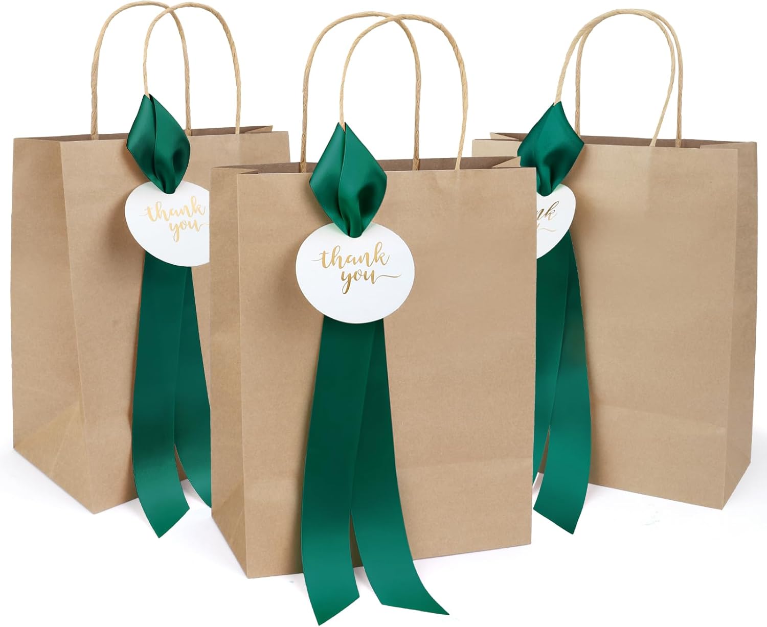 Amazon.com: Lesumoo 12 Pack Thank You Gift Bags with Dark Green Ribbons ...