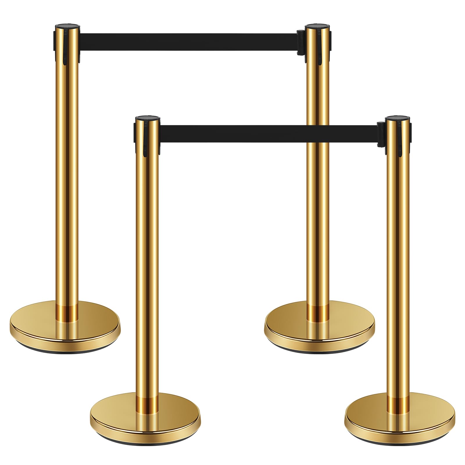 Ferraycle 4 Set Gold Stainless Steel Stanchions with Retractable Belts ...