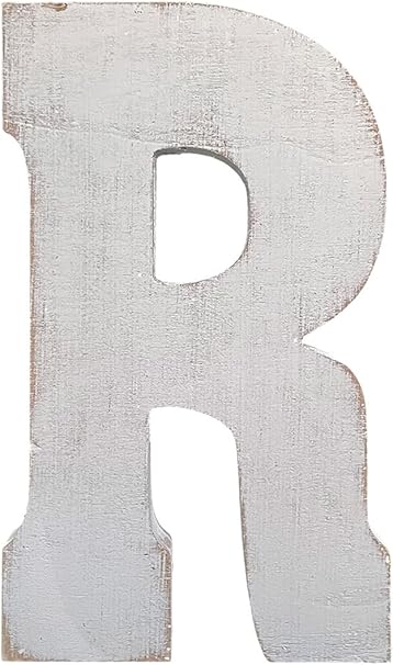 Amazon.com: ABELOTS Large Wood Letter Distressed White Wash Alphabet ...