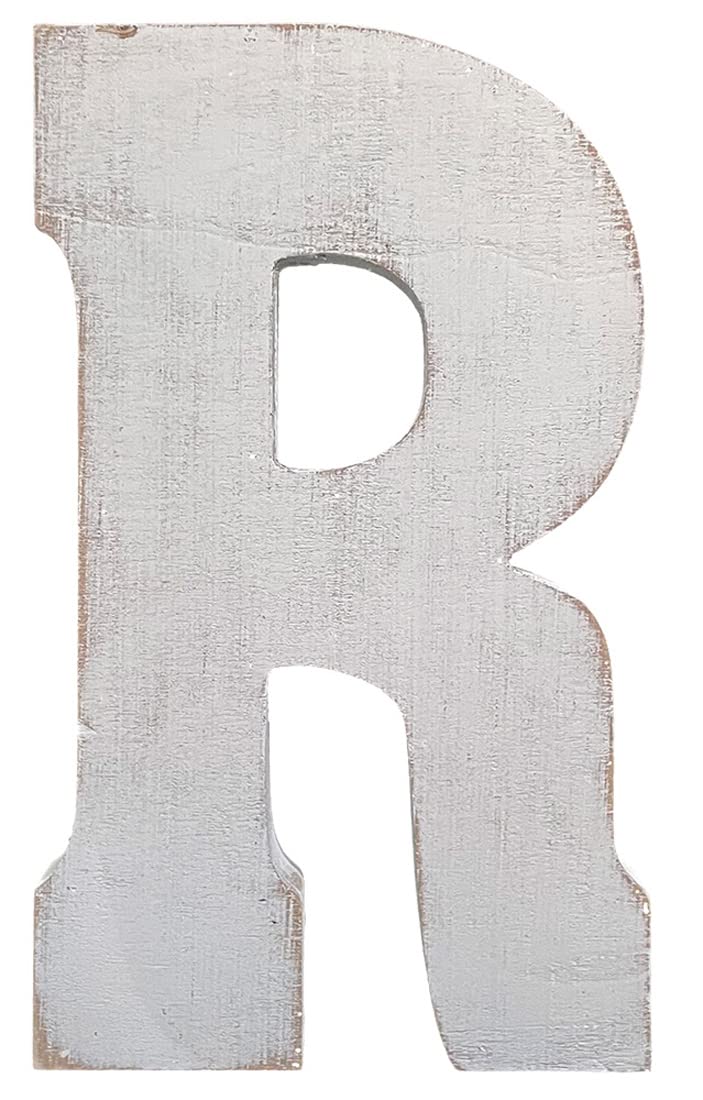 White Weathered Wood Letter 16 Distressed White Wash Wooden Initial