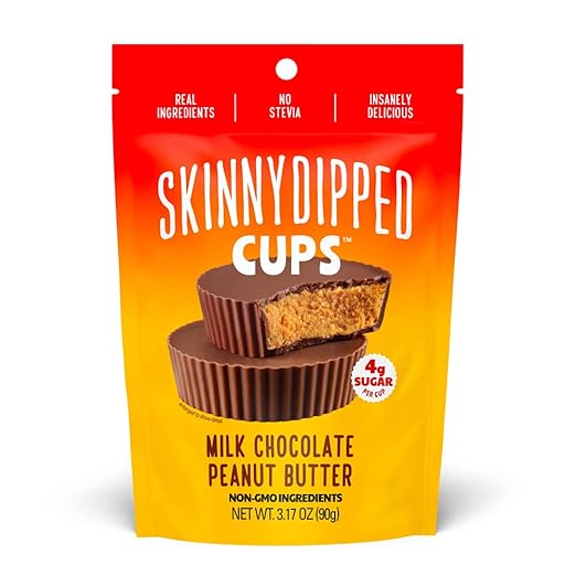 Amazon.com : SkinnyDipped Milk Chocolate Peanut Butter Cups, 4g Sugar ...