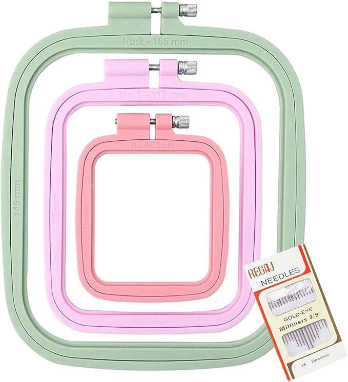 QXCFTW 3Pcs ABS Embroidery Hoop Rectangle Square Embroidery Frame Cross ...