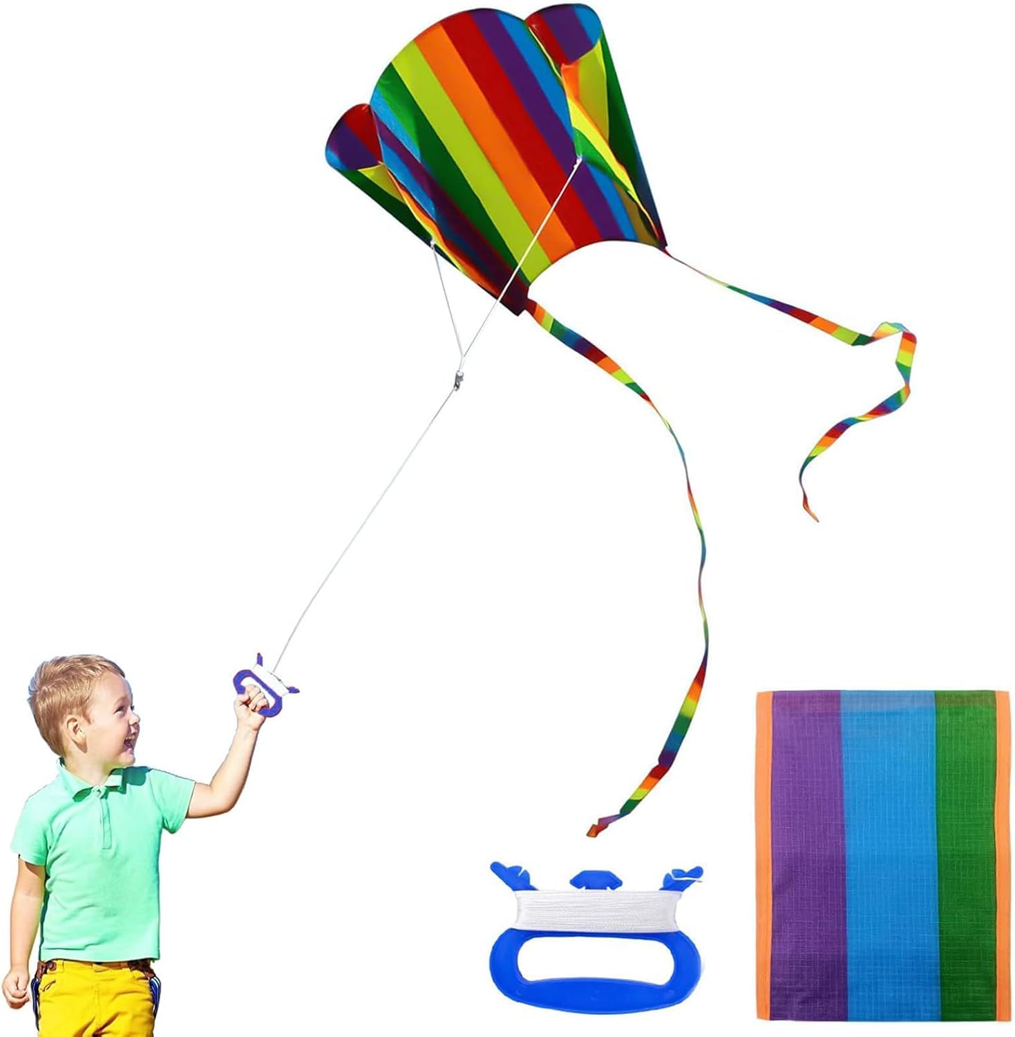 NUDFSY Pocket Kite, Kites for Children, 1 Set Rainbow Kite Colorful ...