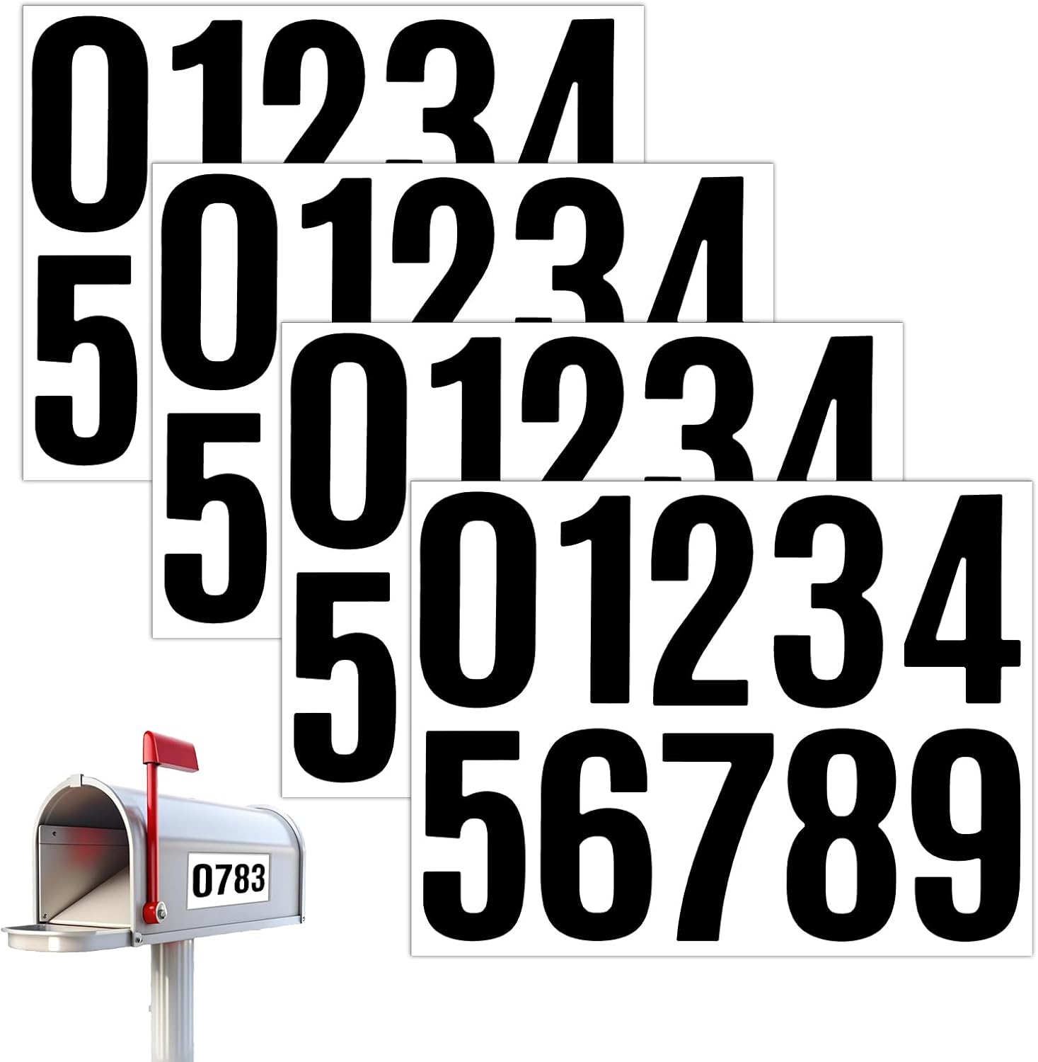 Amazon.com: Tyqour 4 Sets/40pcs Reflective Mailbox Numbers 4 Inch House ...