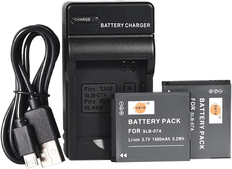 DSTE SLB-07A Li-ion Battery (2-Pack) and Micro USB Charger Compatible ...