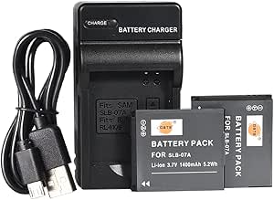 DSTE SLB-07A Li-ion Battery (2-Pack) and Micro USB Charger Compatible ...