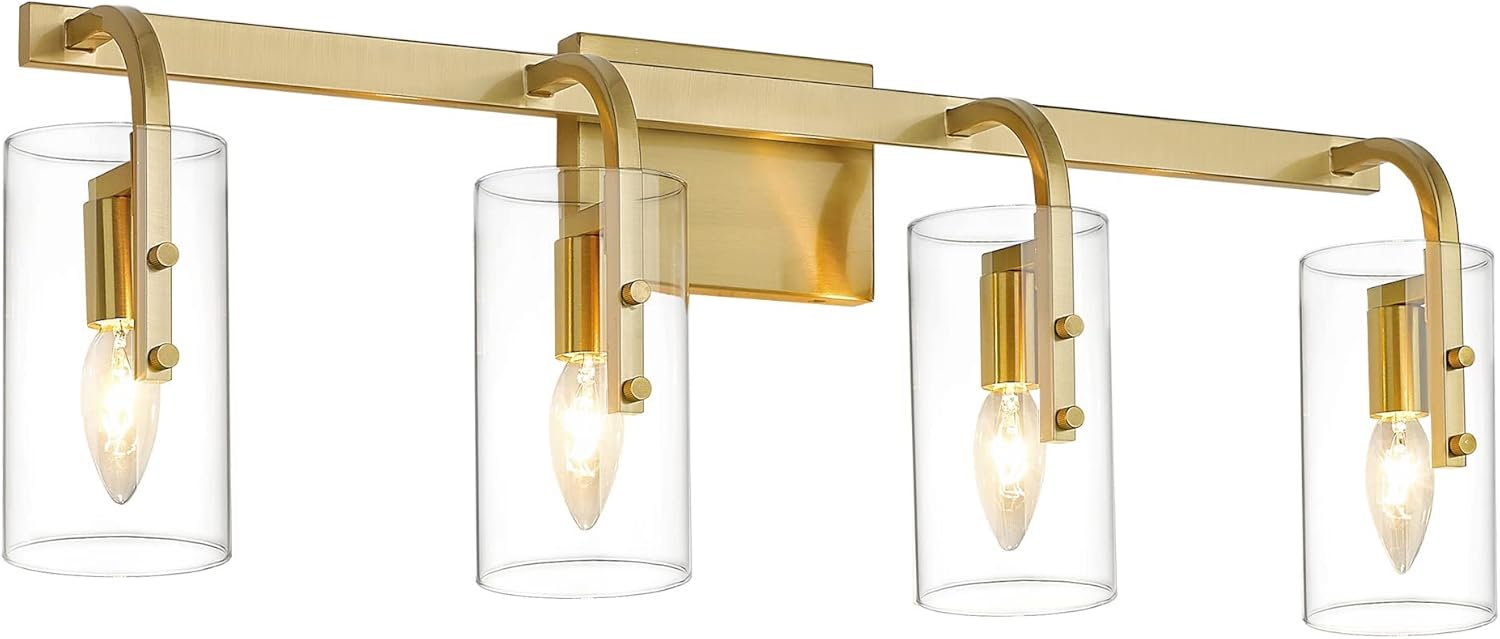 YKLITG Gold Wall Lights, Modern 4 Lights Wall Light Fixtures Over ...